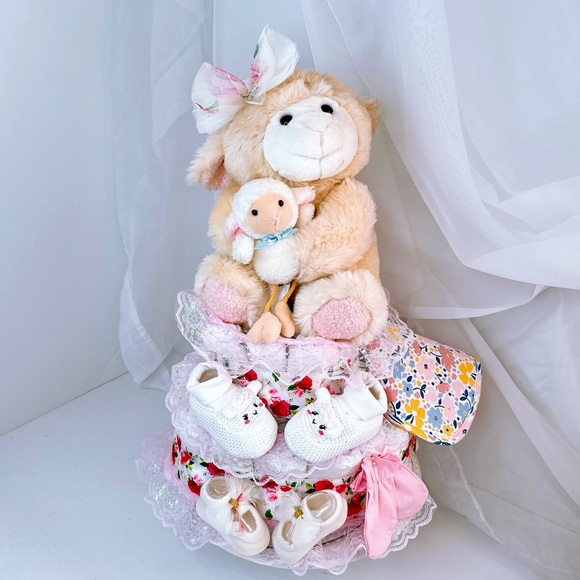 Handmade | Accessories | Lamb Diaper Cake Baby Girl Shower Gift | Poshmark
